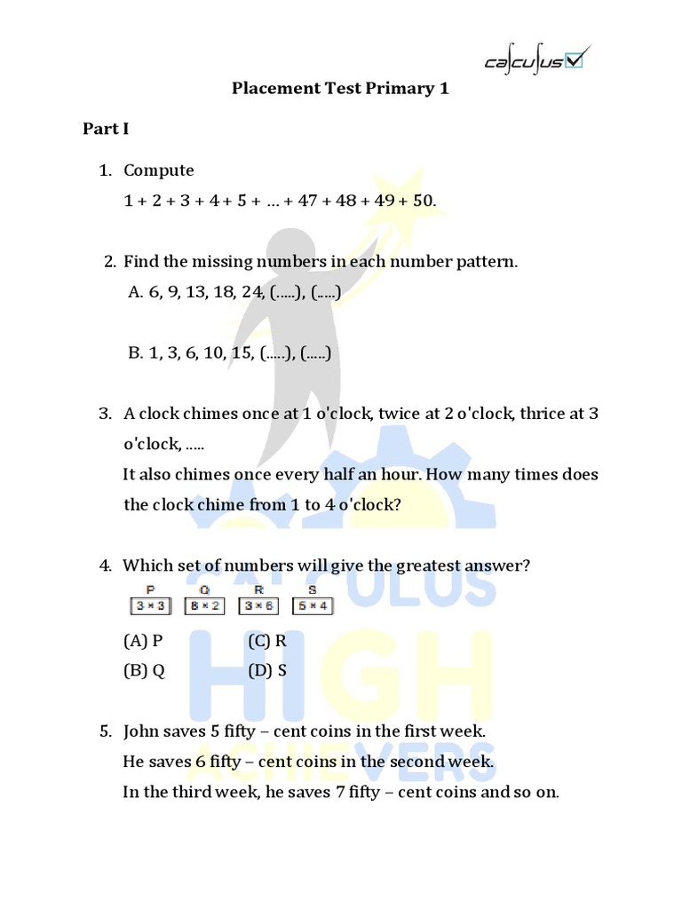 Placement Tes SD International Grade 1 - 2 New | PDF | Notation | Science