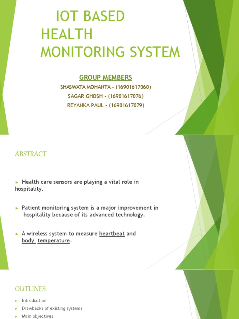 Iot Based Health Monitoring System: Group Members | PDF | Monitoring ...
