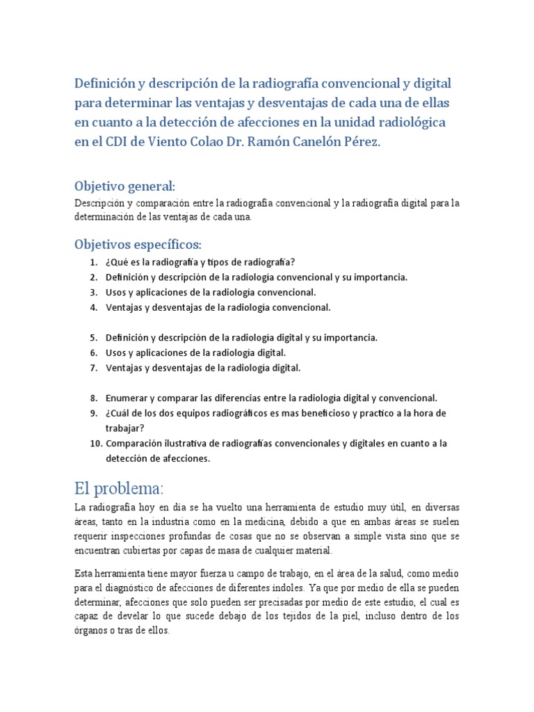 Proyecto Radiografia | PDF | Rayo X | Radiografía