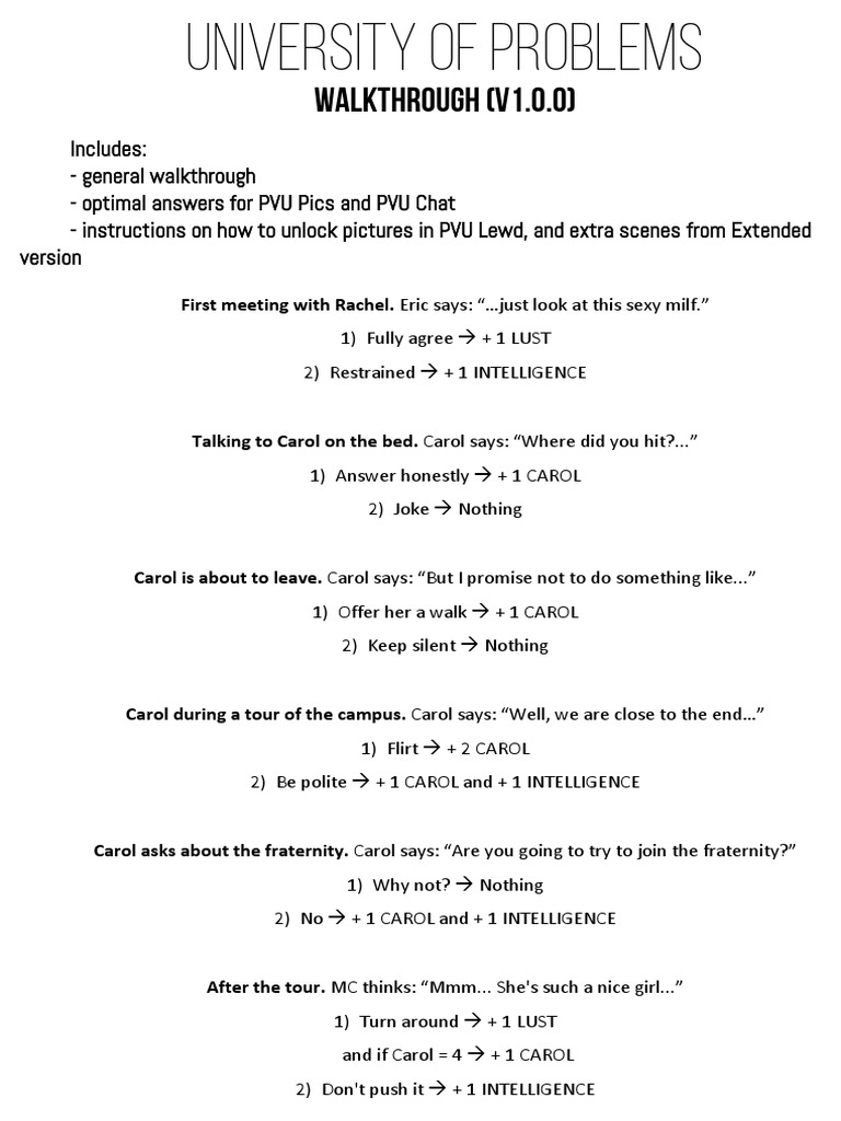 University of Problems Walkthrough Guide | PDF