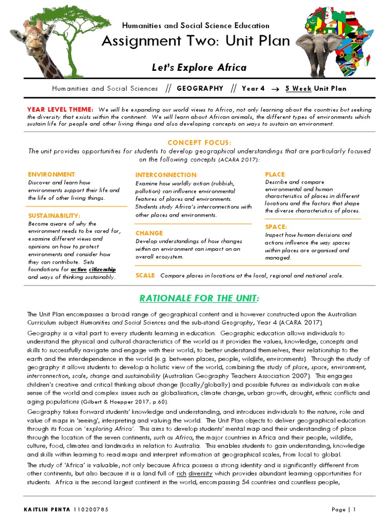 Assignment Two Unit Plan Kaitlin Penta 110200785 | PDF | Teaching ...