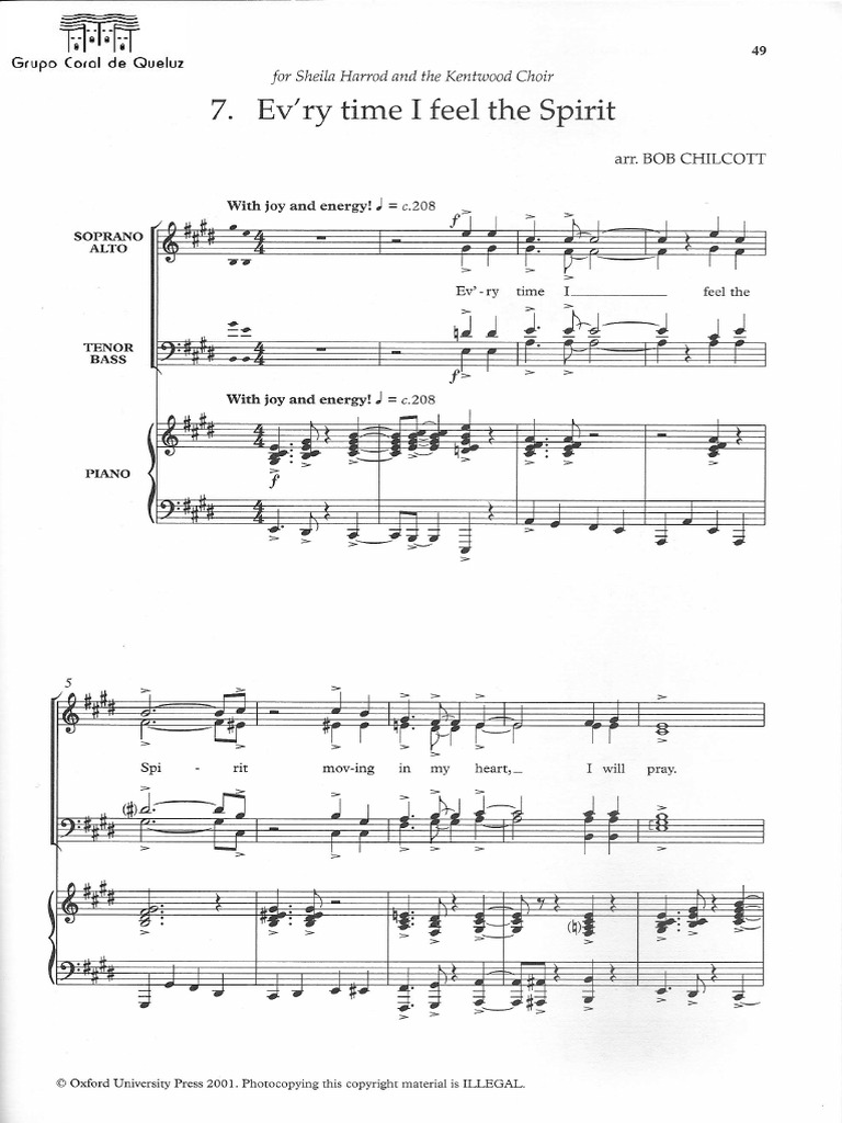 Ev'ry Time I Feel The Spirit - Bob Chilcott | PDF