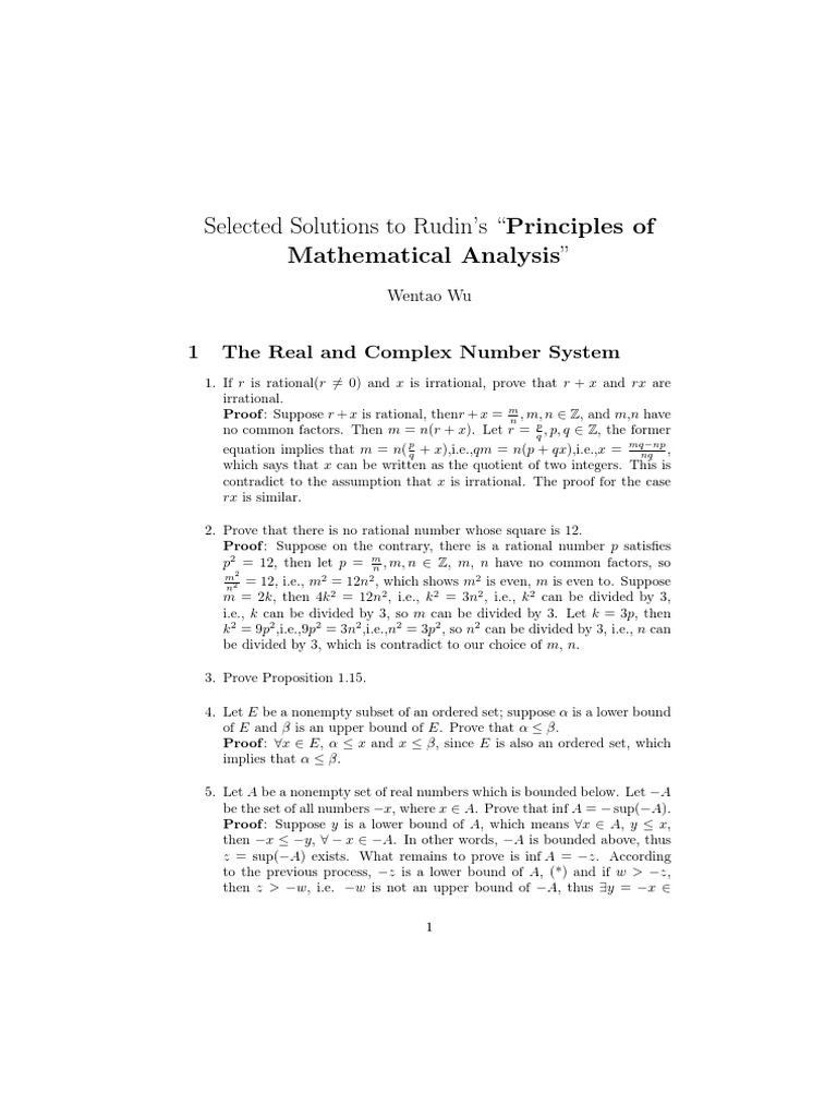 Solutions to Rudin's Mathematical Analysis | PDF | Compact Space | Set (Mathematics)