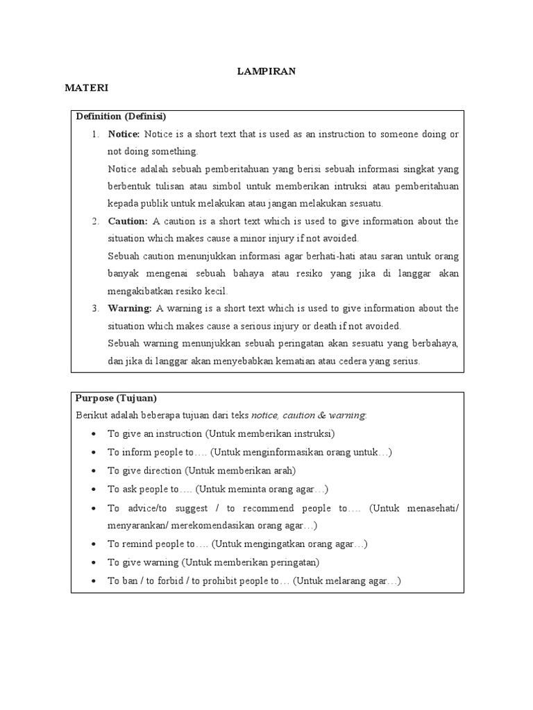 Materi Notice, Caution, Warning | PDF