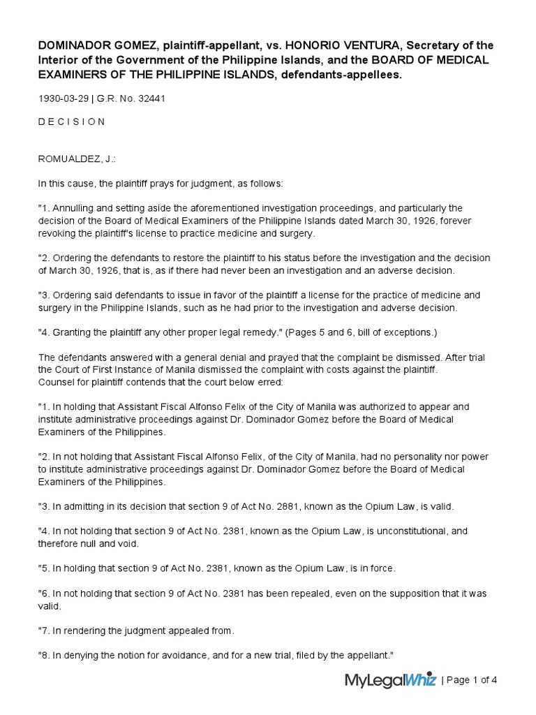 Dominador Gomez Vs Honorio Ventura Et Al054 Phil 726 | PDF | Mandamus ...
