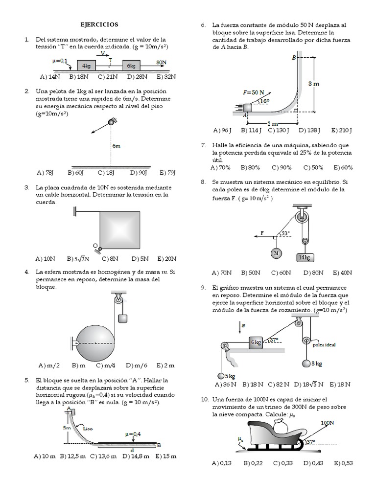 EJERCICIOS Fisica | PDF | Fuerza | Fricción
