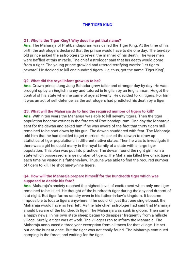 The Tiger King | PDF | Tiger | Hunting