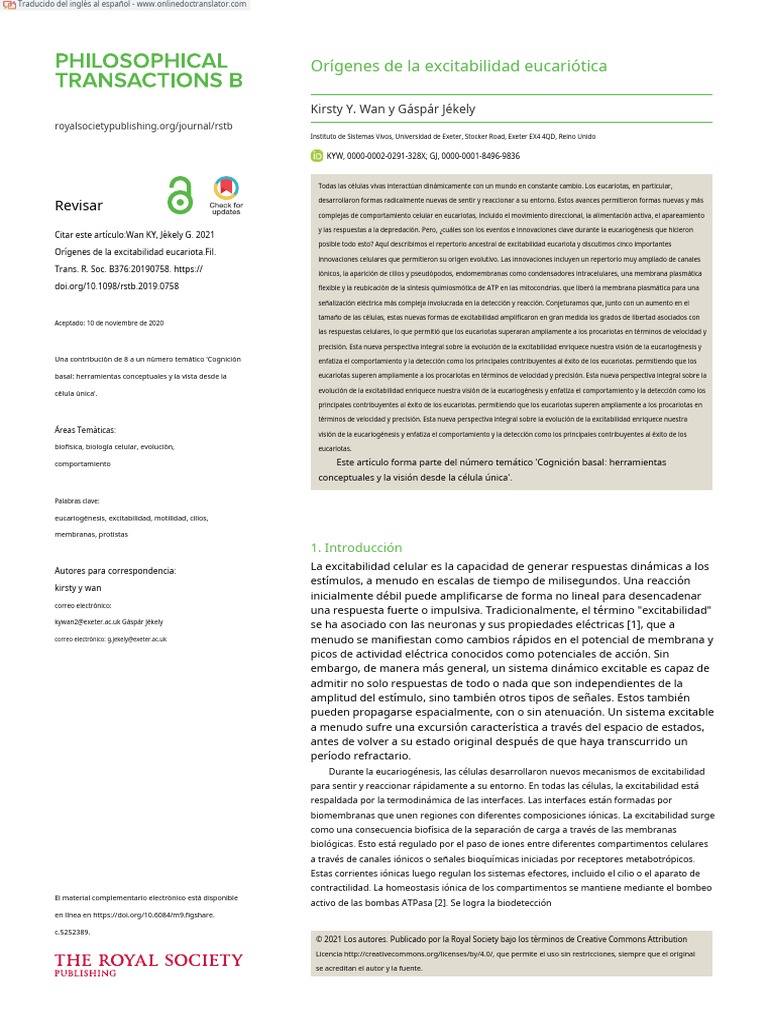 RSTB 20190758 Enes | PDF | Biología Celular) | Quimiotaxis