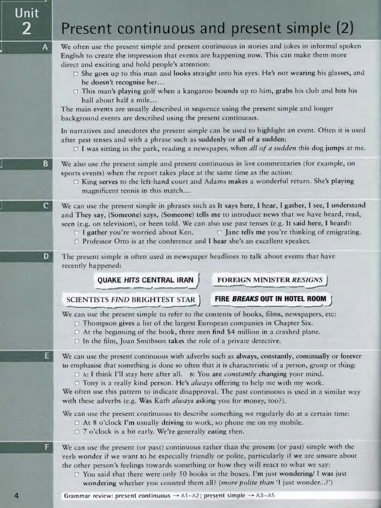 Present Simple vs. Continuous Usage | PDF | Linguistics | Linguistic ...
