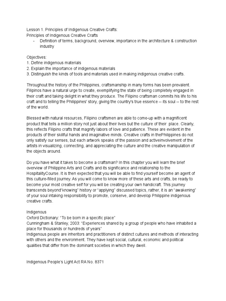 Principles of Indigenous Creative Crafts | PDF | Concrete | Pottery