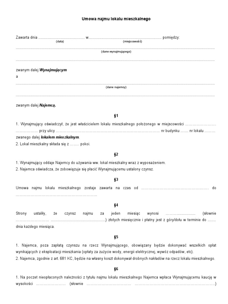 !!!umowa Najmu Lokalu Mieszkalnego | PDF !!!umowa Najmu Lokalu Mieszkalnego | PDF