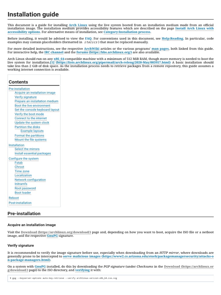 Arch Linux Installation Guide | PDF | Booting | Computing