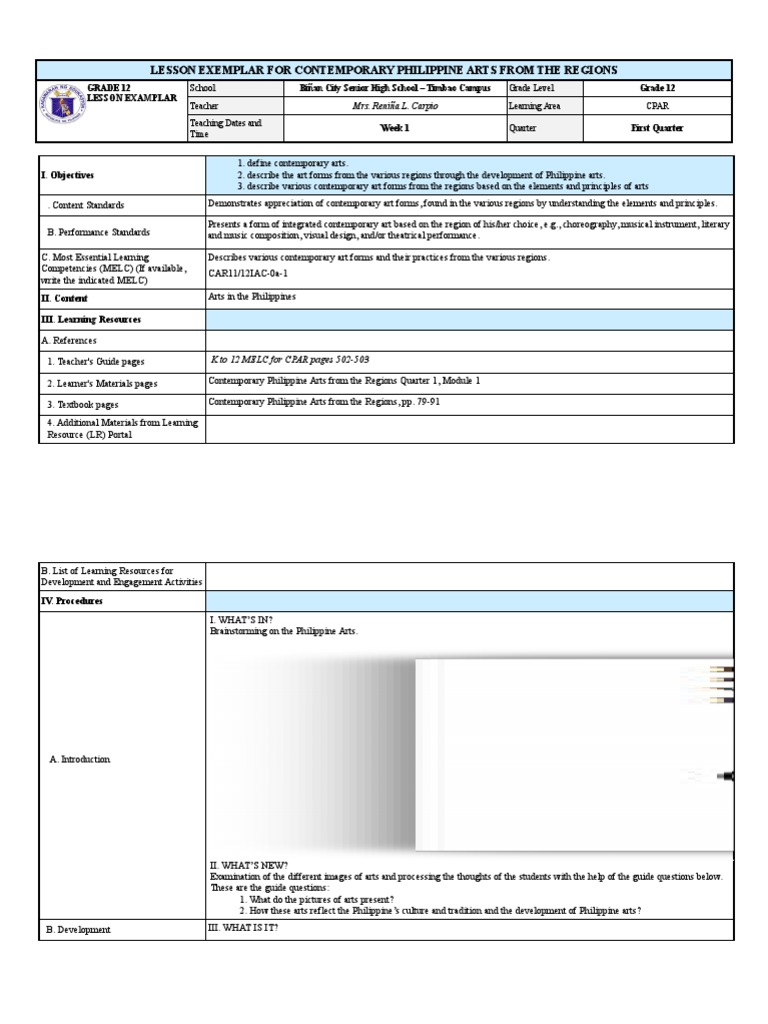Le - Cpar Week 1 | PDF | Learning | Teachers