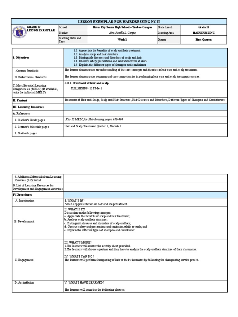 Le - Hairdressing Week 1 | PDF | Learning | Cognition
