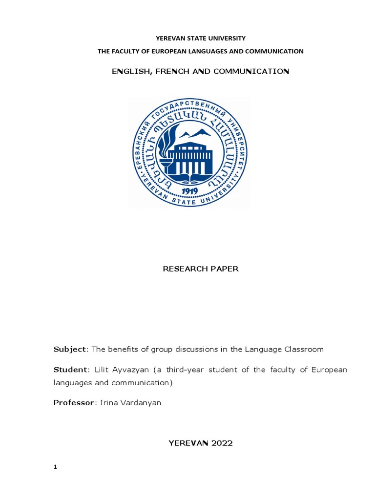 Group Discussion Benefits in The Language Classroom (1) CHECKED | PDF ...