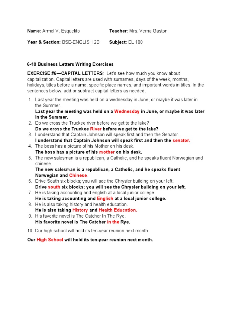 6-10 Business Letters Writing Exercises Armel | PDF | Linguistics ...