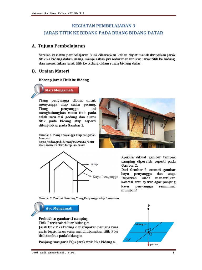 Jarak Titik ke Bidang dalam Geometri | PDF