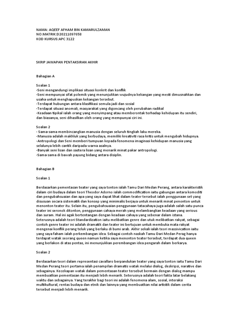 Fa Perspektif Seni Persembahan | PDF