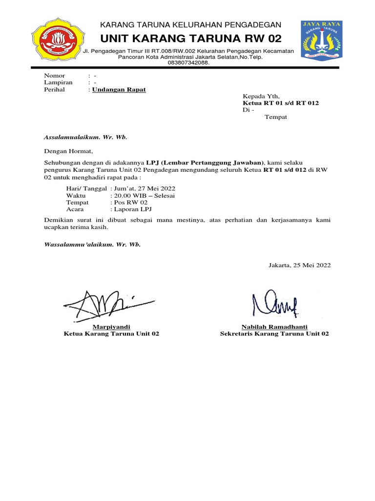 Surat Undangan LPJ | PDF