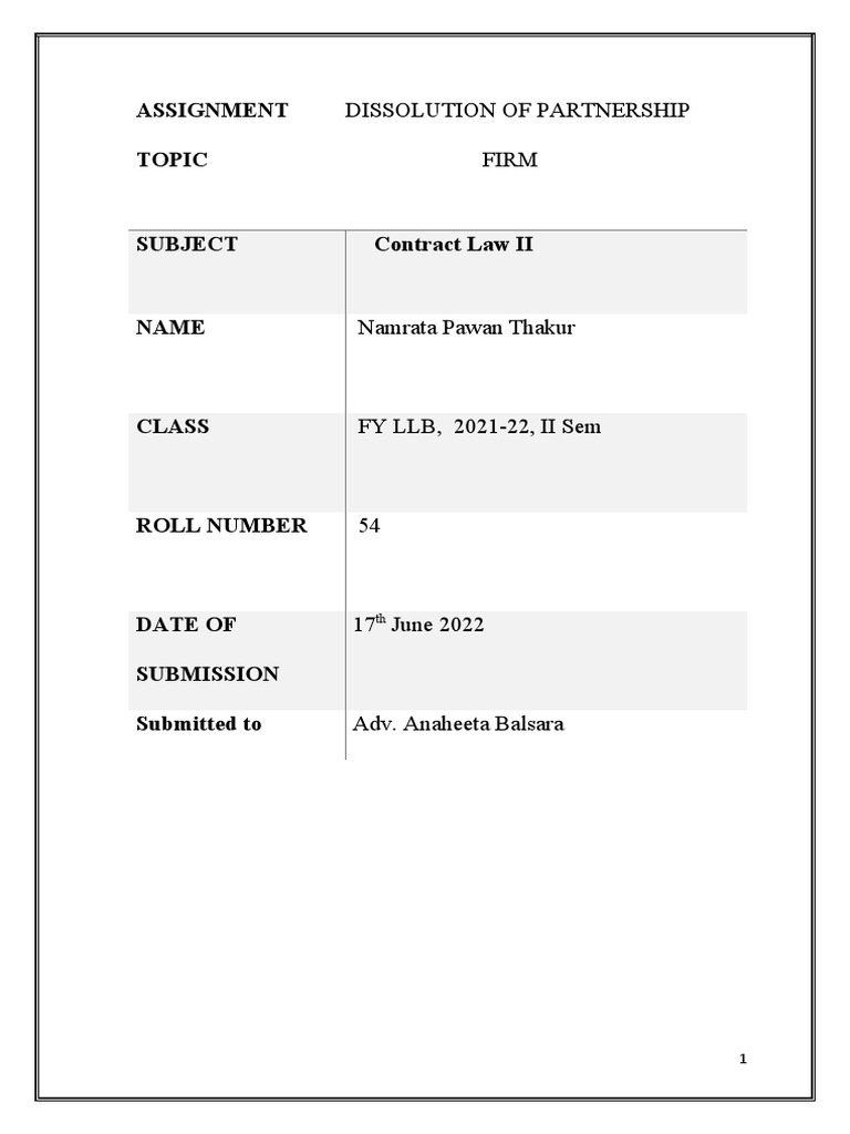 Assignment Contract Law | PDF | Partnership | Sole Proprietorship