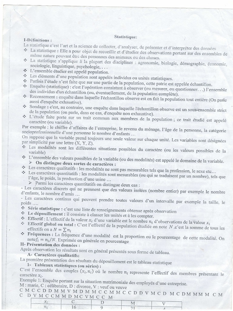 Math Statistique | PDF | Moyenne | Médiane (statistiques)