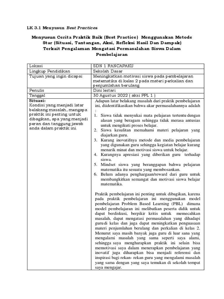 LK 3.1 Best Practices Dini Lestari Fix | PDF