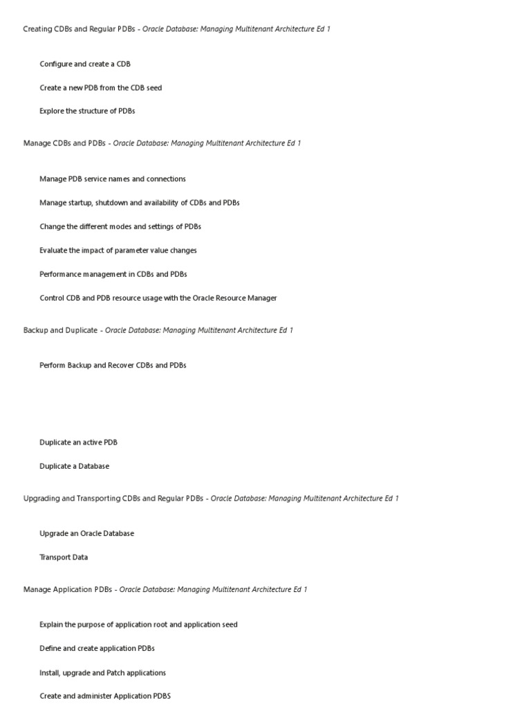 Exam 1Z0-083 - Oracle Database Administration II | PDF | Backup | Databases Exam 1Z0-083 - Oracle Database Administration II | PDF | Backup | Databases