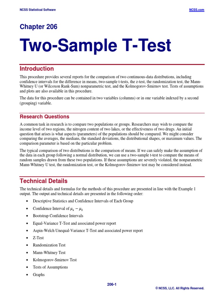 Two Sample - T Test | PDF | P Value | Student's T Test