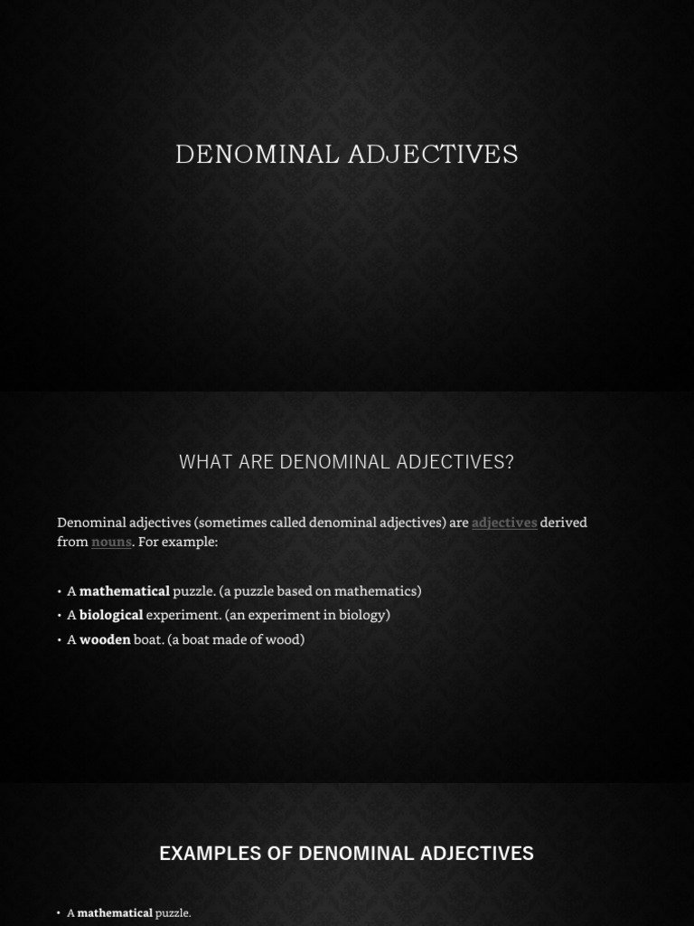 Day 12 Denomnal Adjectives | PDF | Adjective | Noun