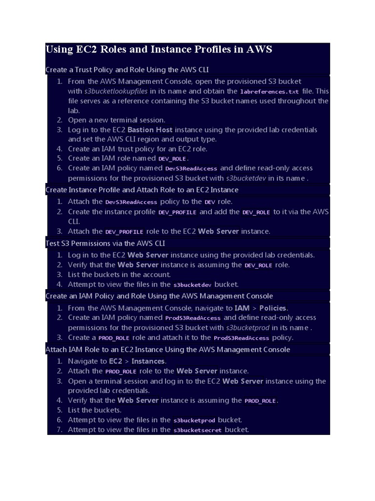 Using Ec2 Roles And Instance Profiles In Aws Pdf Command Line Interface Amazon Web Services