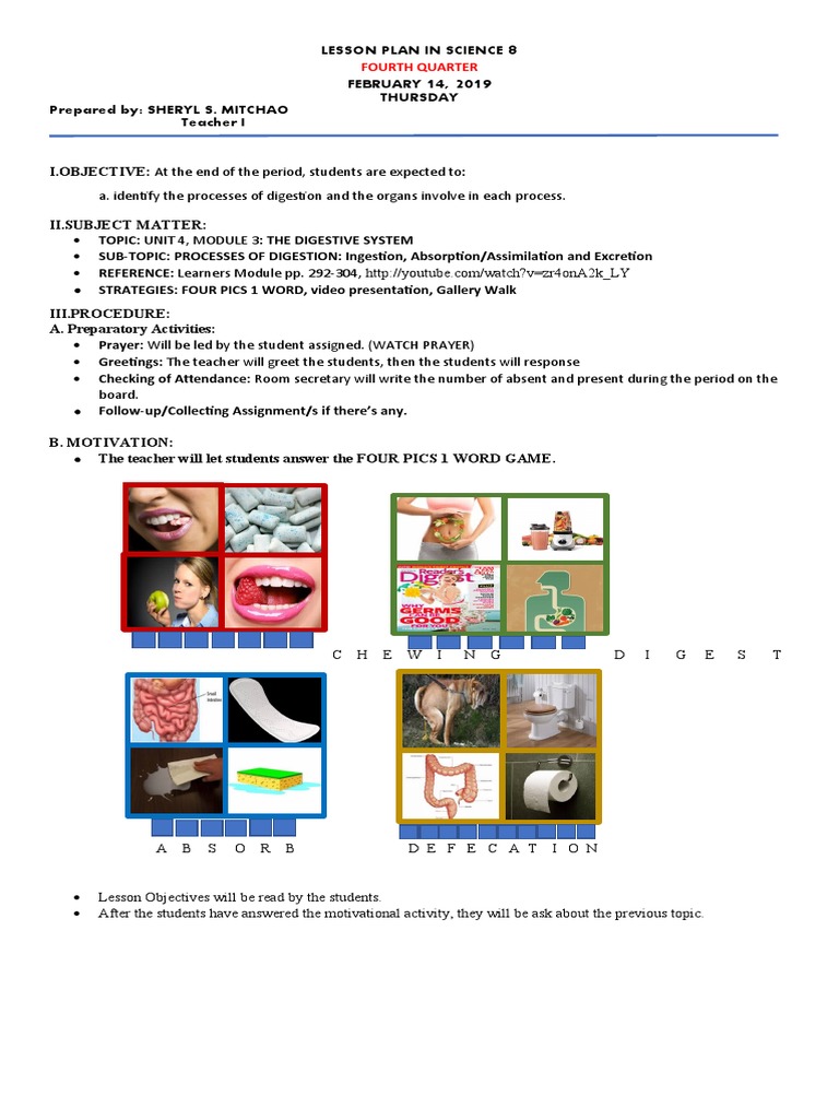 LESSON PLAN IN SCIENCE 8 (Second Demo) | PDF | Digestion | Small Intestine