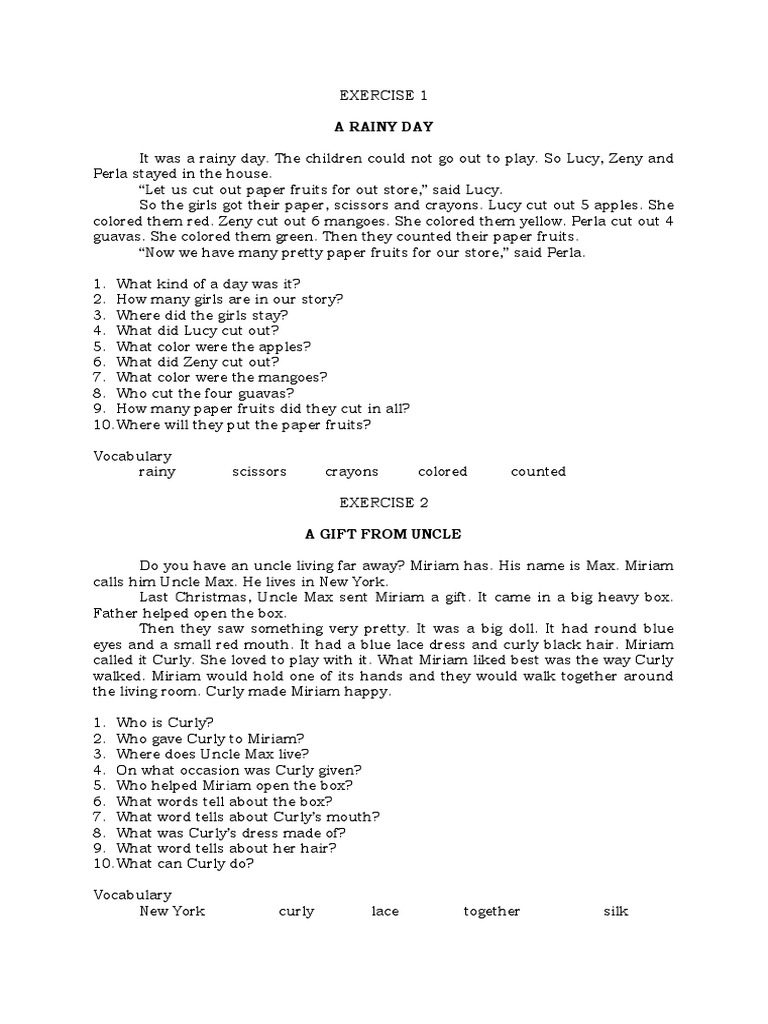 Remedial Reading Passages-Noting Details | PDF