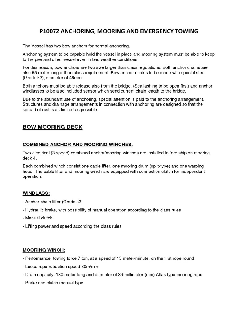 An In-Depth Analysis of the Anchoring, Mooring, and Emergency Towing Systems aboard a Large ...