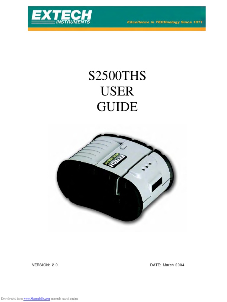 MANUAL EXTECH PRINTER s2500ths | PDF | Battery Charger | Ac Power Plugs ...