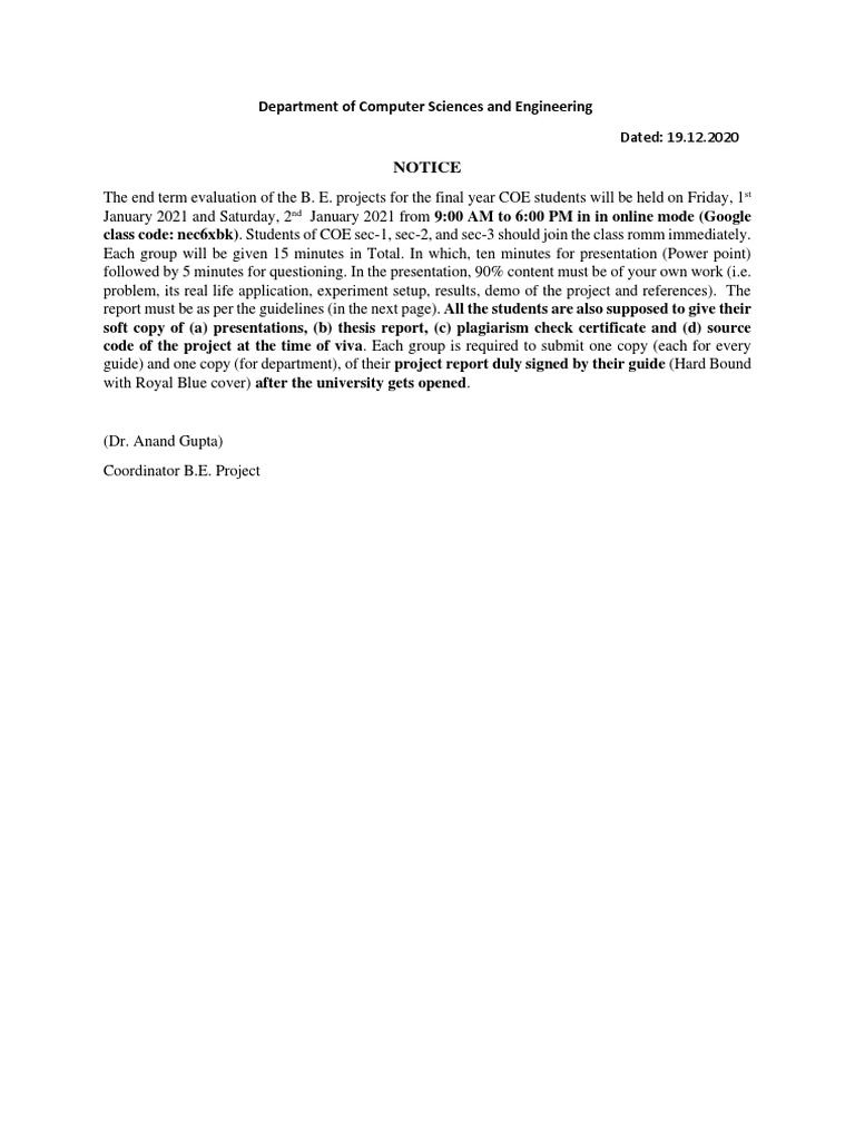 Notice BTP 19 12 2020 | Download Free PDF | Thesis | Paragraph