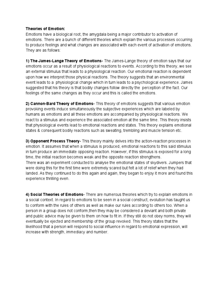 Theories of Emotion | PDF | Emotions | Metaphysics Of Mind