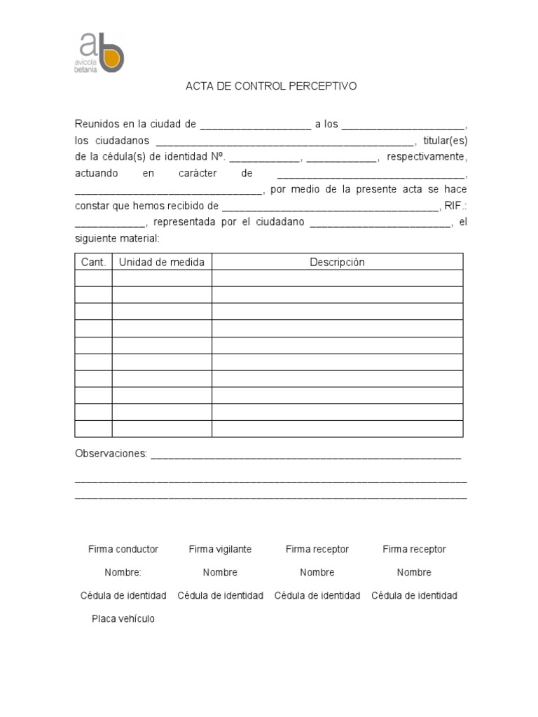 Acta Control Perceptivo | PDF