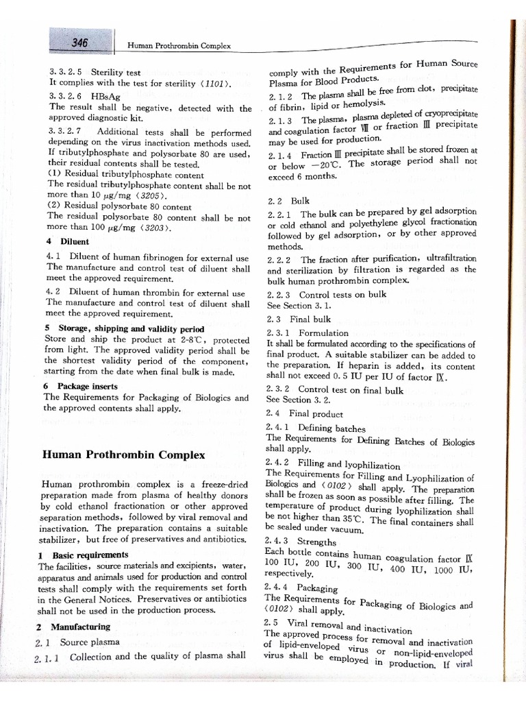 Human Prothrombin Complex-1 | PDF