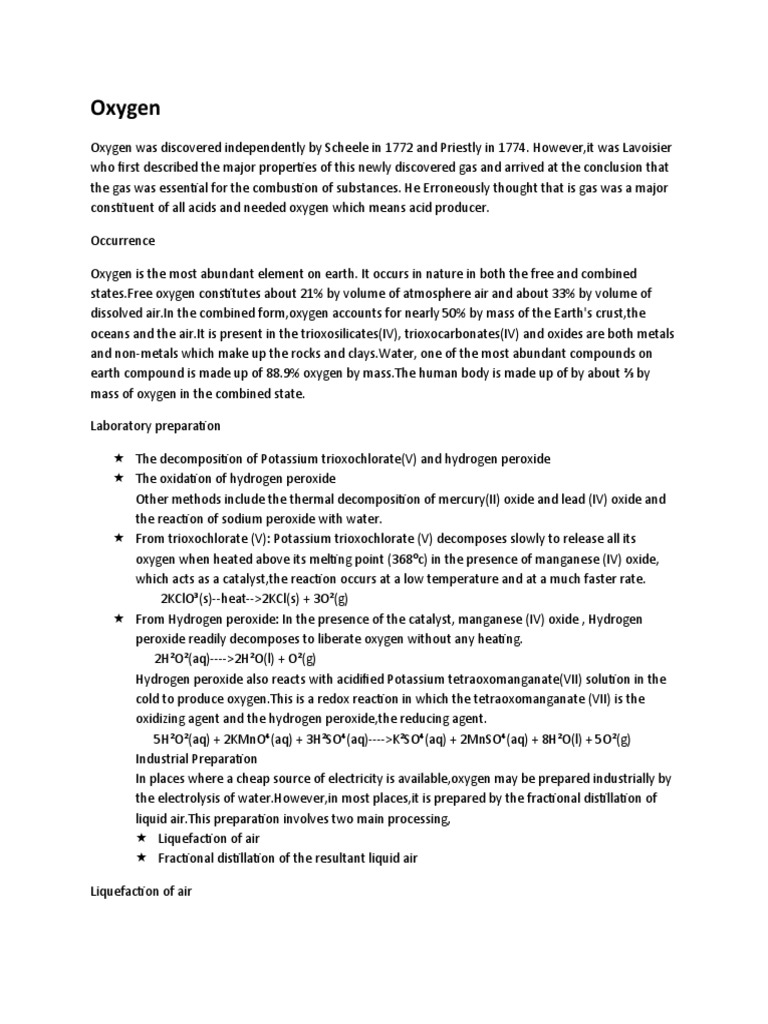 General Chemistry-Non-Metals Oxygen | PDF | Oxide | Oxygen