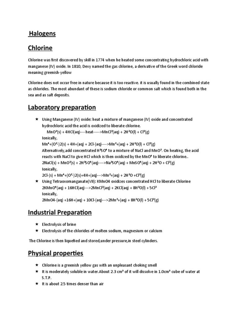 General Chemistry:halogens | PDF | Chlorine | Iodine