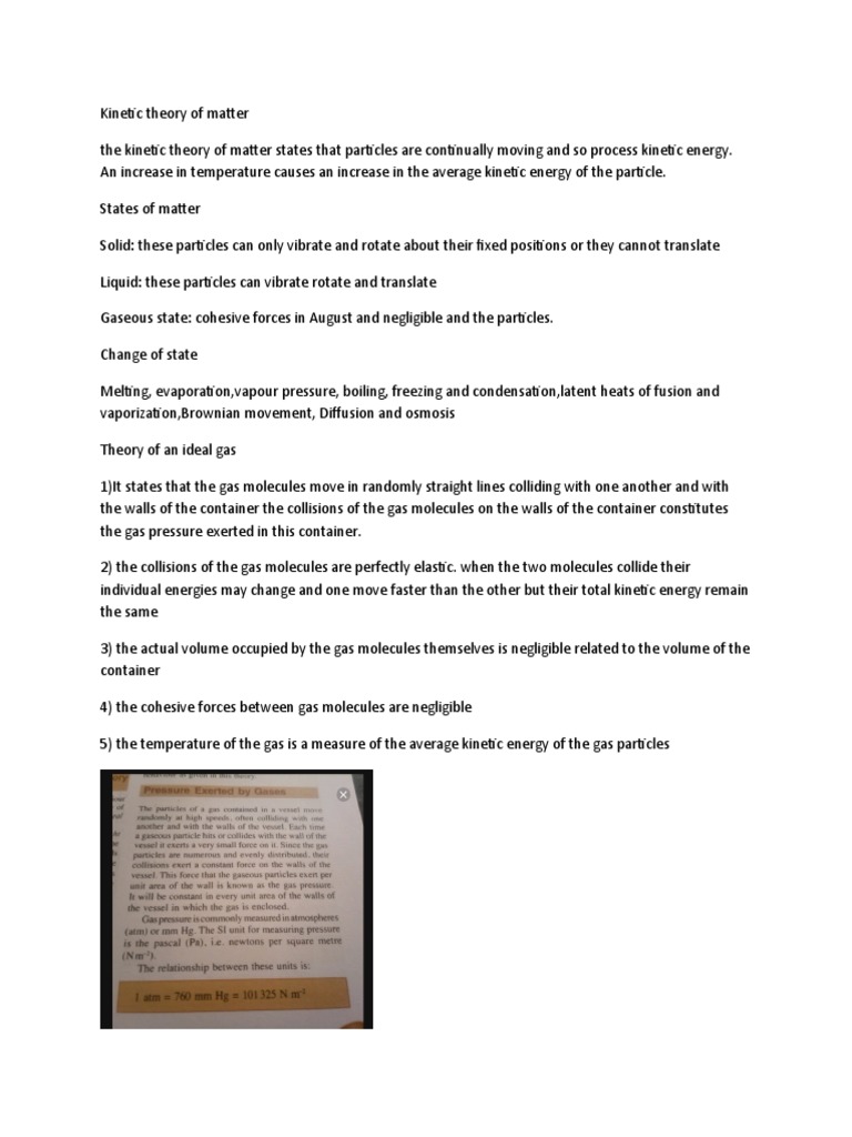 General Chemistry:kinetic Theory of Matter | PDF | Gases | Pressure