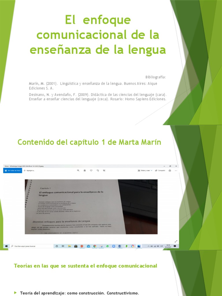 El Enfoque Comunicacional de La Enseñanza de La Lengua M. Marín | PDF | Constructivismo ...