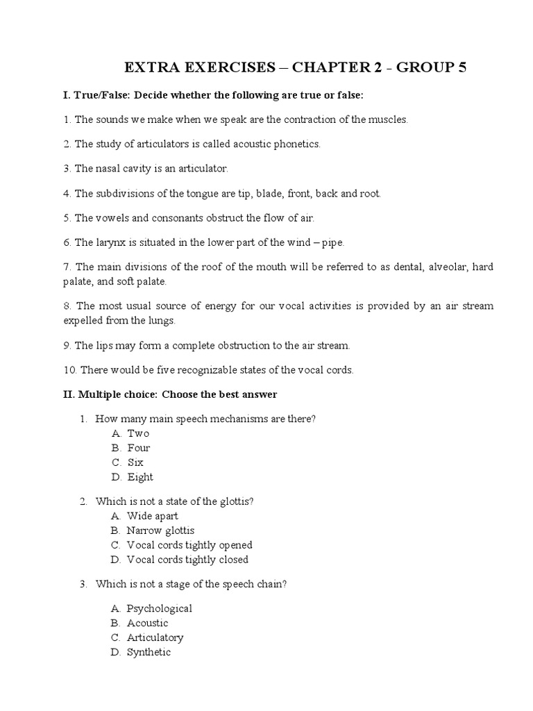 Extra Exercise - Chapter 2 - Group 5 | PDF | Linguistics | Human Voice