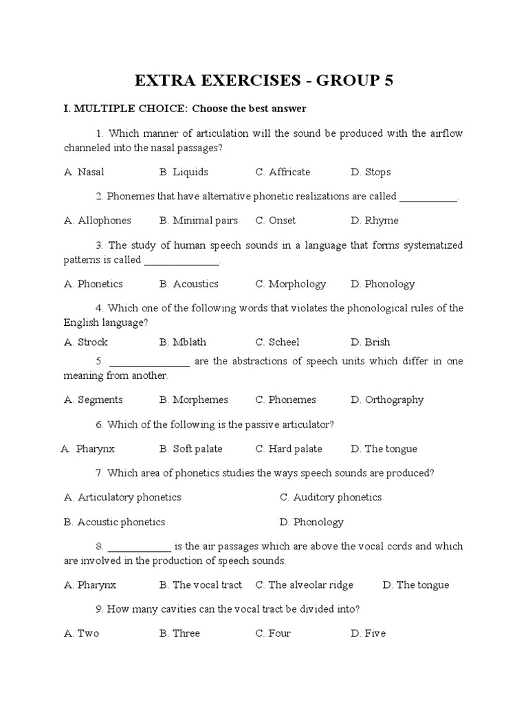 Exercise CHAPTER 1. Phonetics and Phonology | PDF | Phonetics | Speech