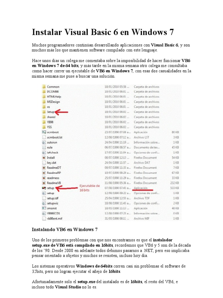 Instalar Visual Basic 6 en Windows 7 | PDF | Windows 7 | Microsoft Windows