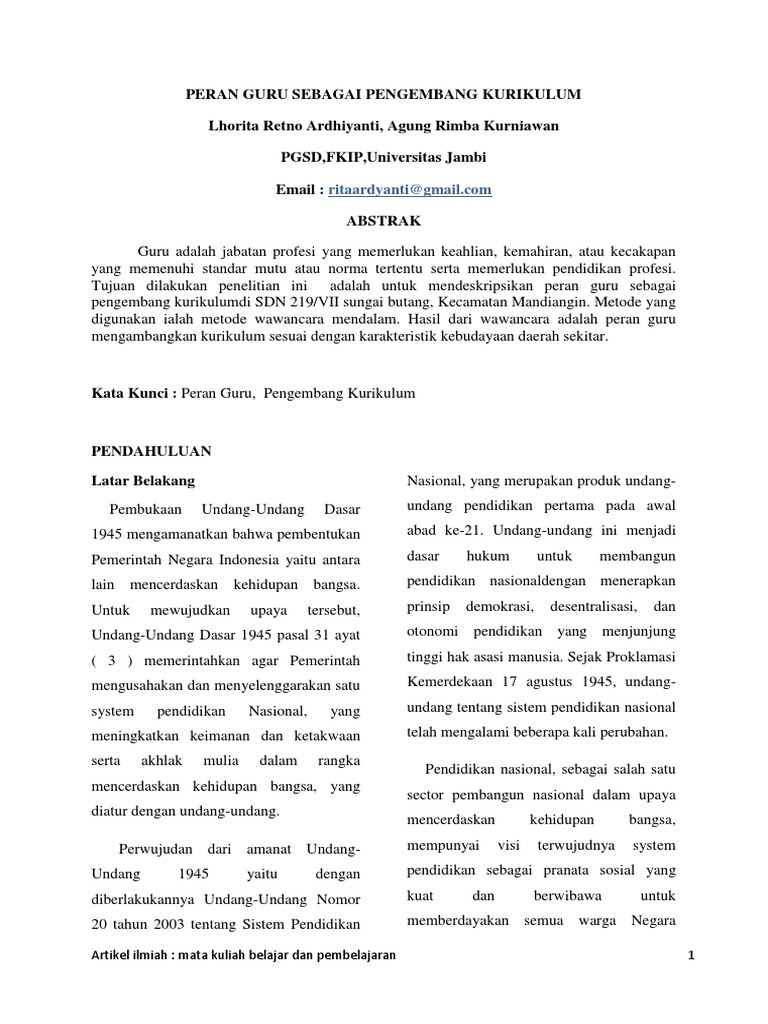 Peran Guru Sebagai Pengembang Kurikulum | PDF | Karier & Perkembangan