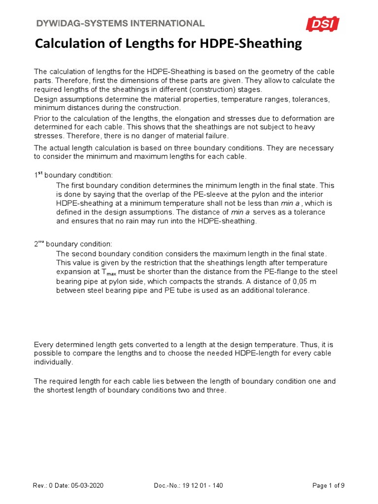 191201-140 Calculation of Lengths For HDPE Sheathing | PDF | Stress ...
