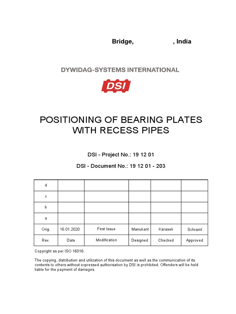 191201-203 - Positioning of Bearing Plates With Recess Pipes | PDF