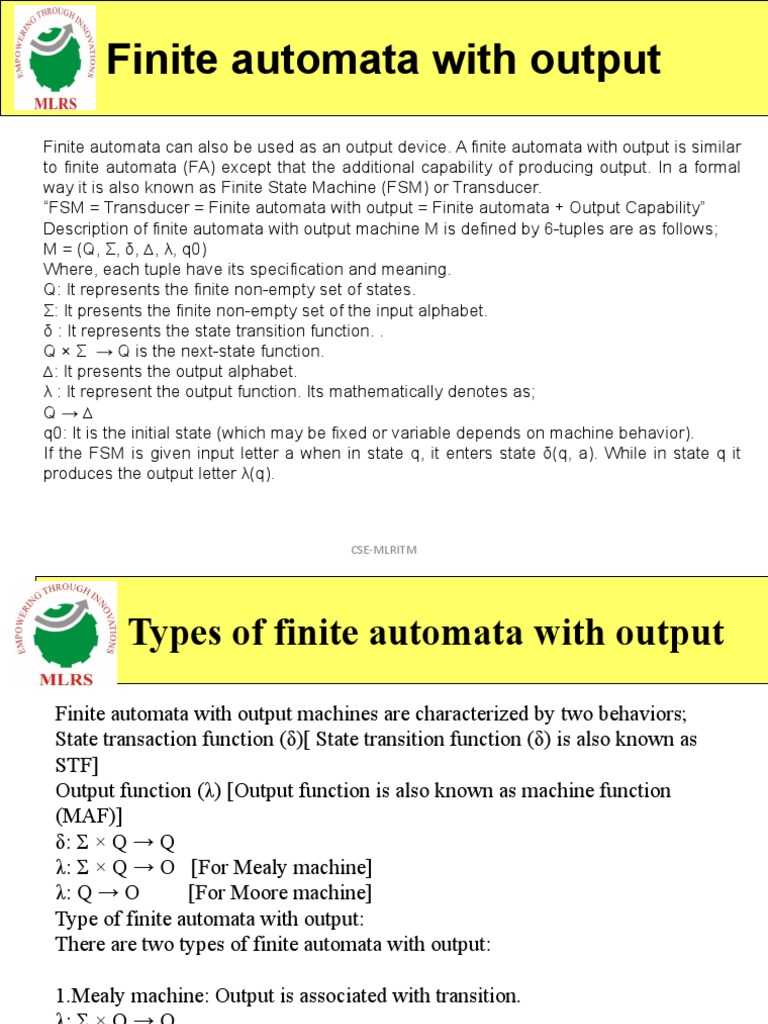 Moore Mealy Machine | PDF | Computer Science | Theoretical Computer Science
