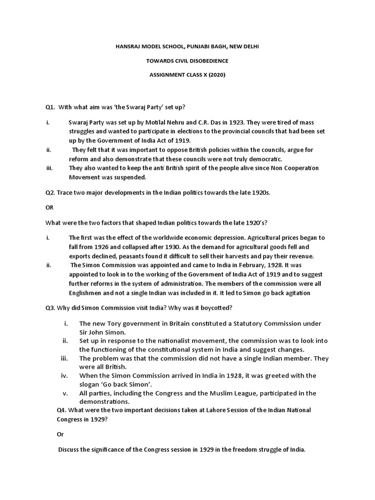 Civil Disobedience Movement Overview | PDF | Mahatma Gandhi | Indian ...